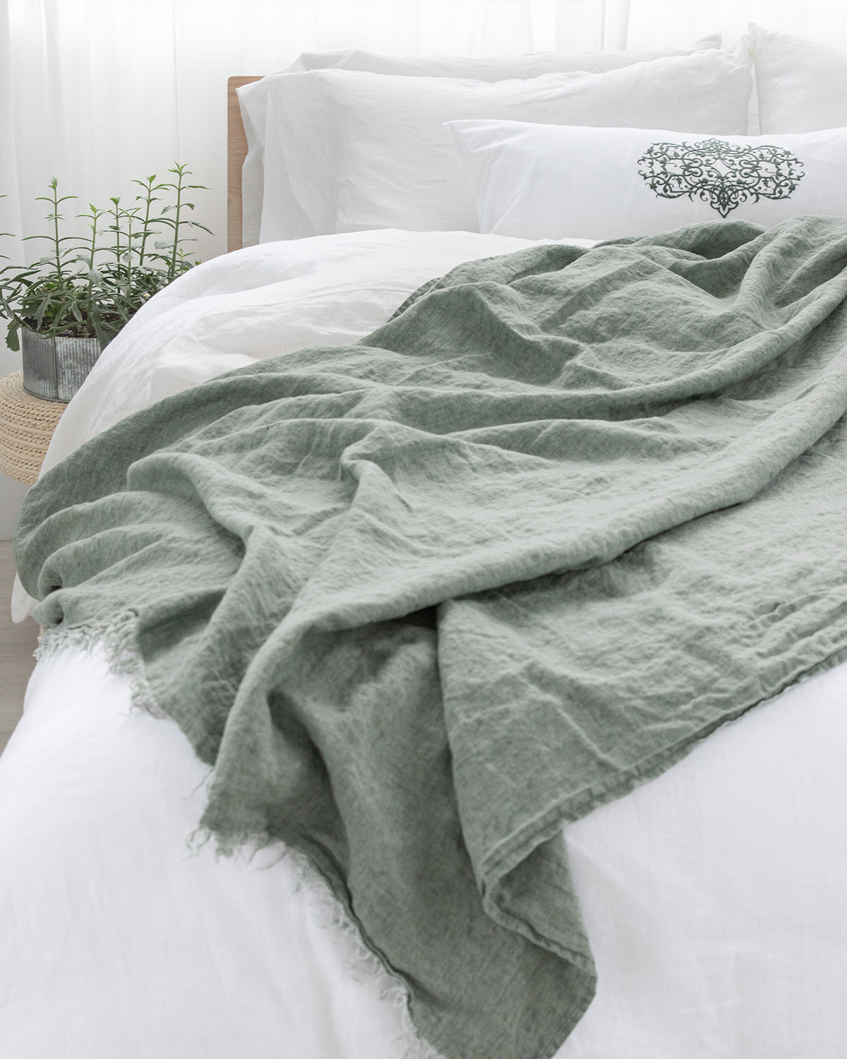 Linen Throw Eucalyptus