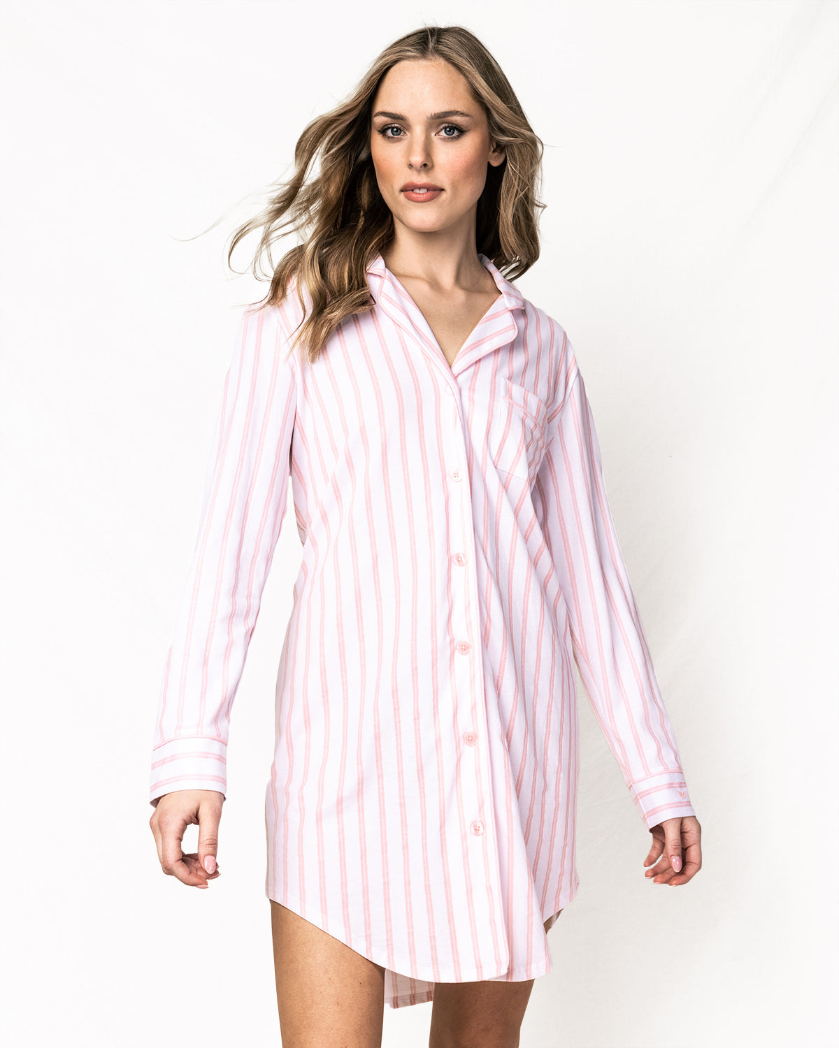 Pink Stripe Pima Cotton Jersey Nightshirt