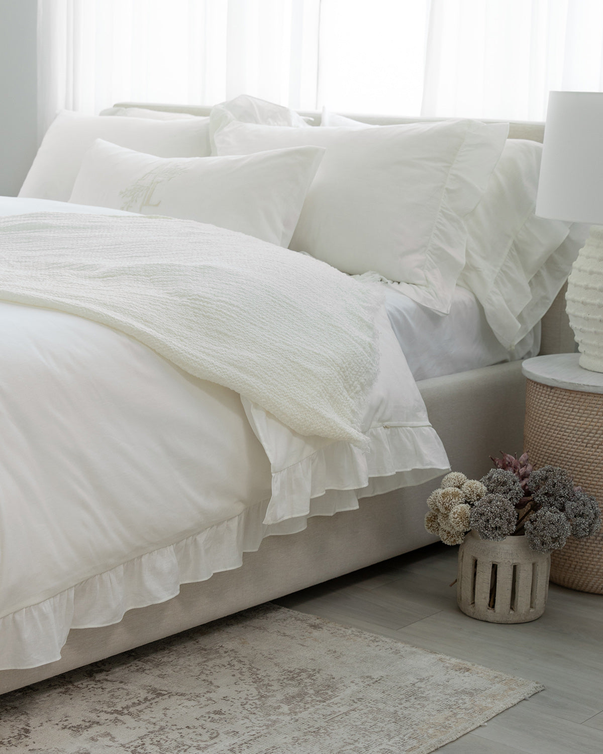 Ruffled Washed Linen/Cotton