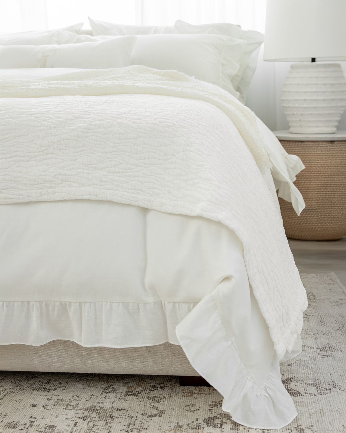 Ruffled Washed Linen/Cotton