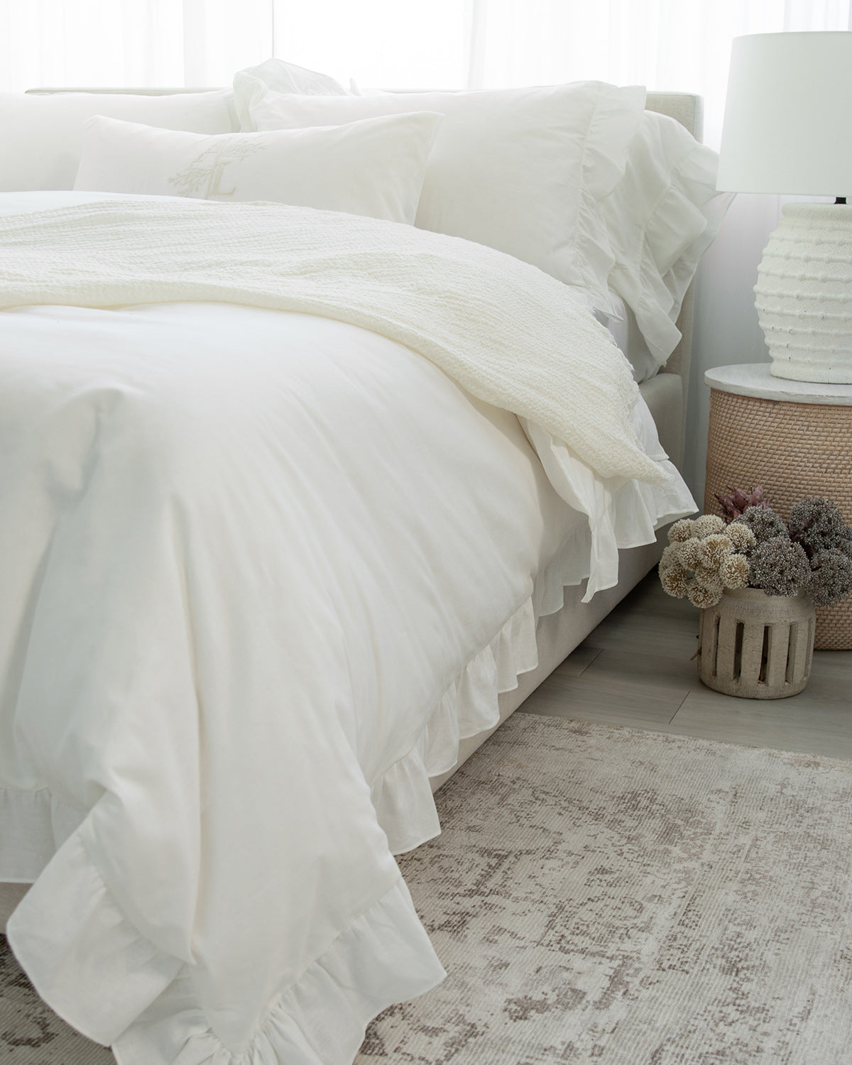 Ruffled Washed Linen/Cotton