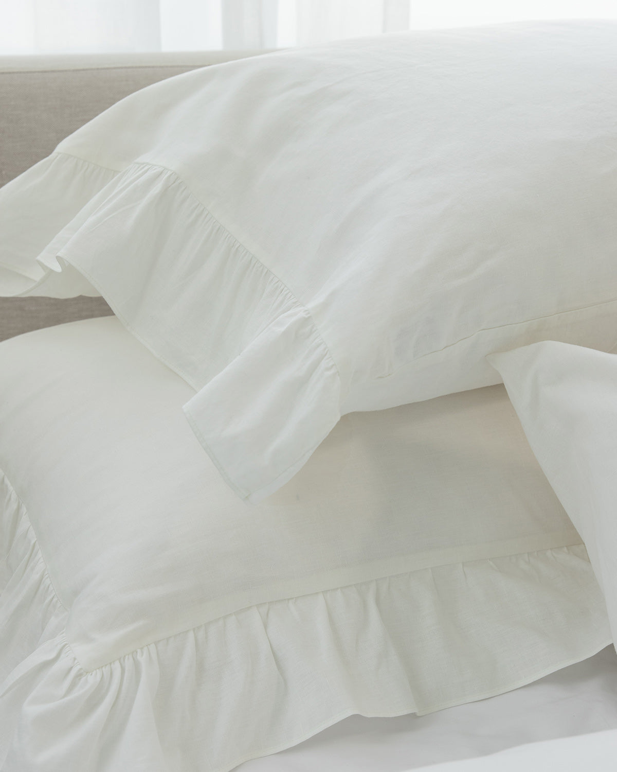 Ruffled Washed Linen/Cotton