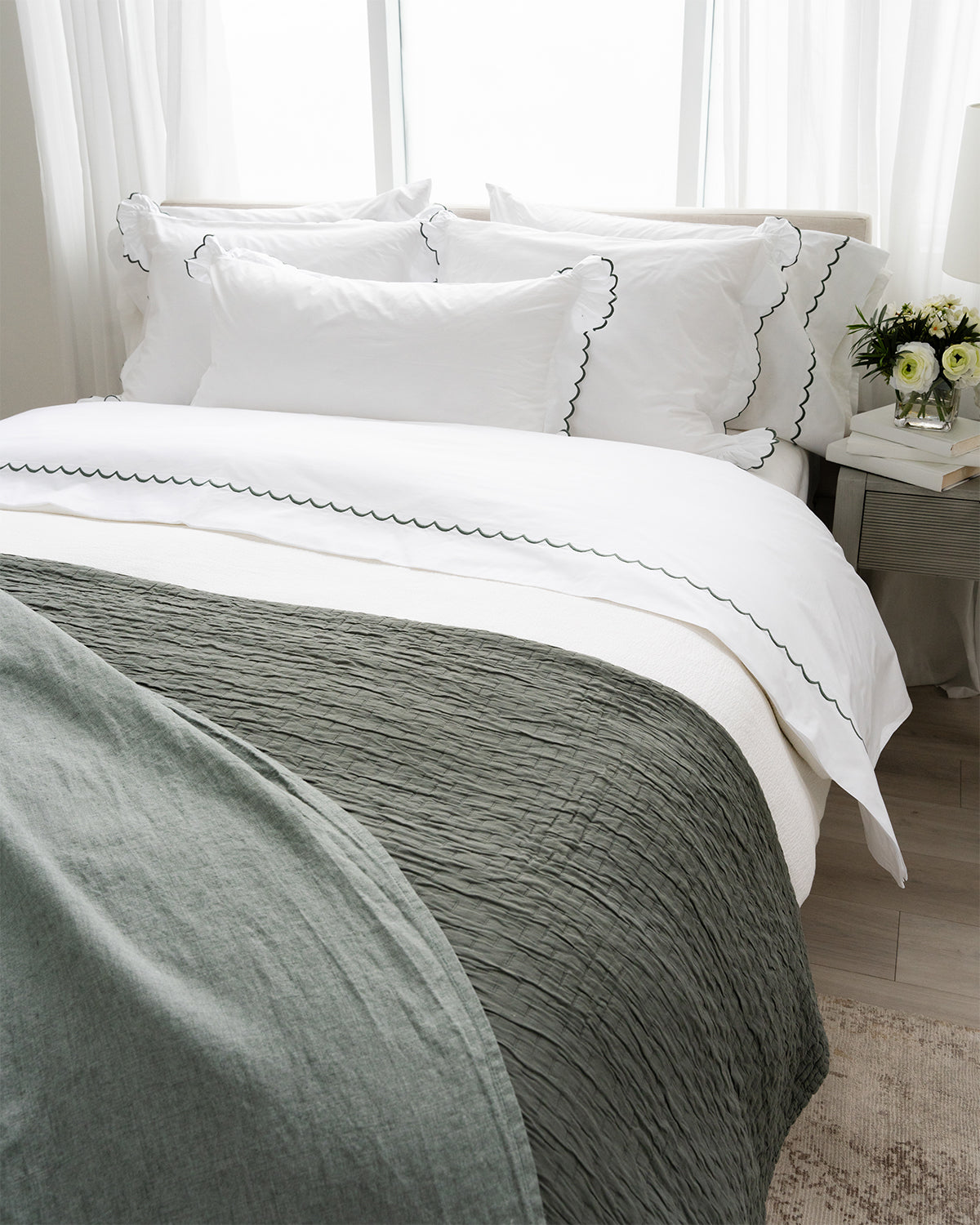 Scallop Embroidery Sheets - Au Lit Fine Linens