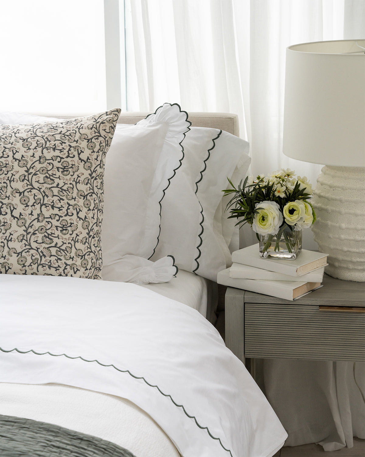 Scallop Embroidery Sheets - Au Lit Fine Linens