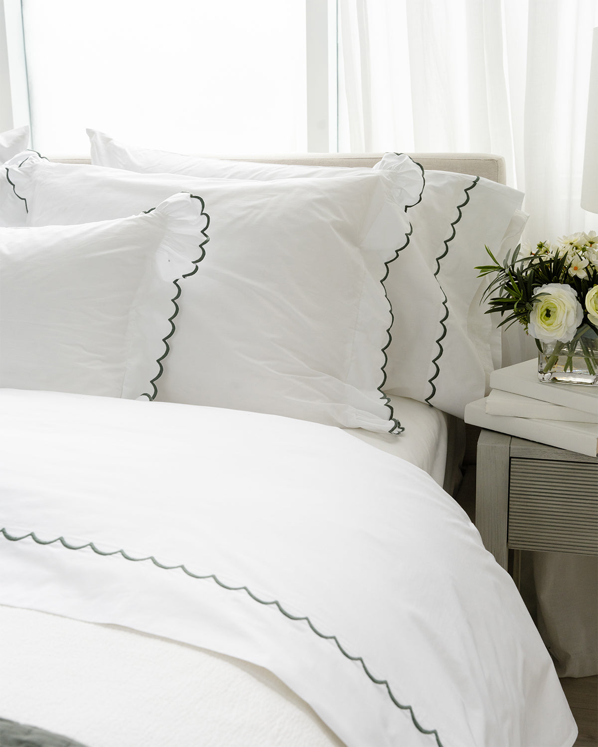 Scallop Embroidery Sheets - Au Lit Fine Linens