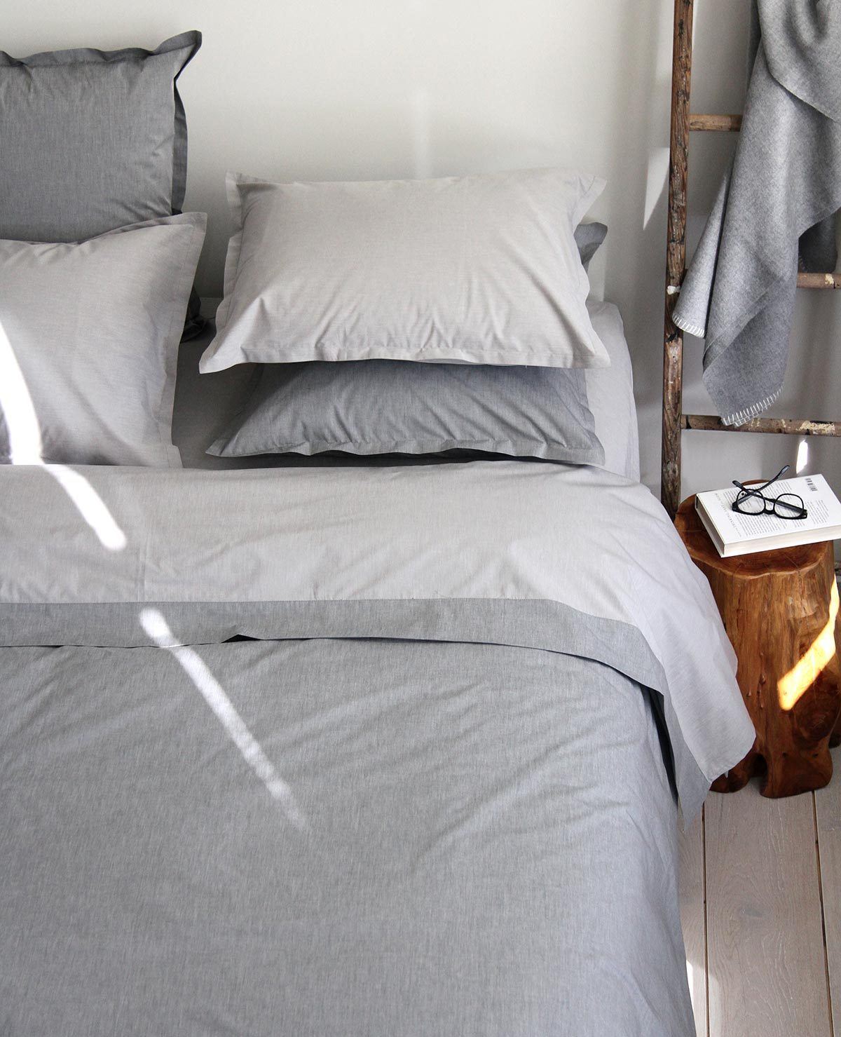 Chambray Grey and Charcoal - Au Lit Fine Linens