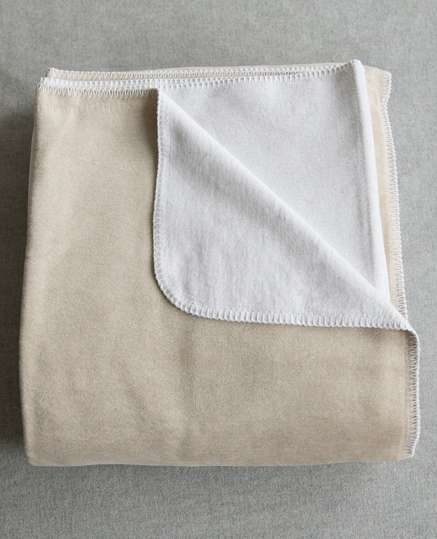 Alta Brushed Cotton Blanket Taupe/White
