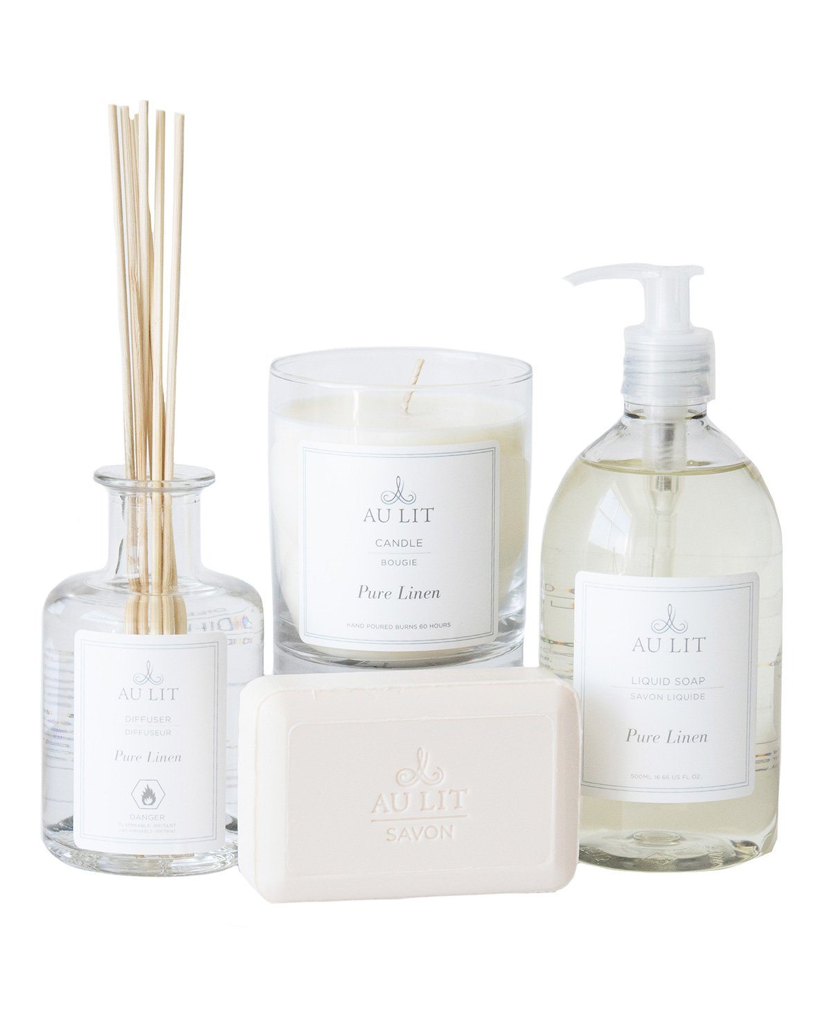Pure Linen Scented Bath Set with Candle