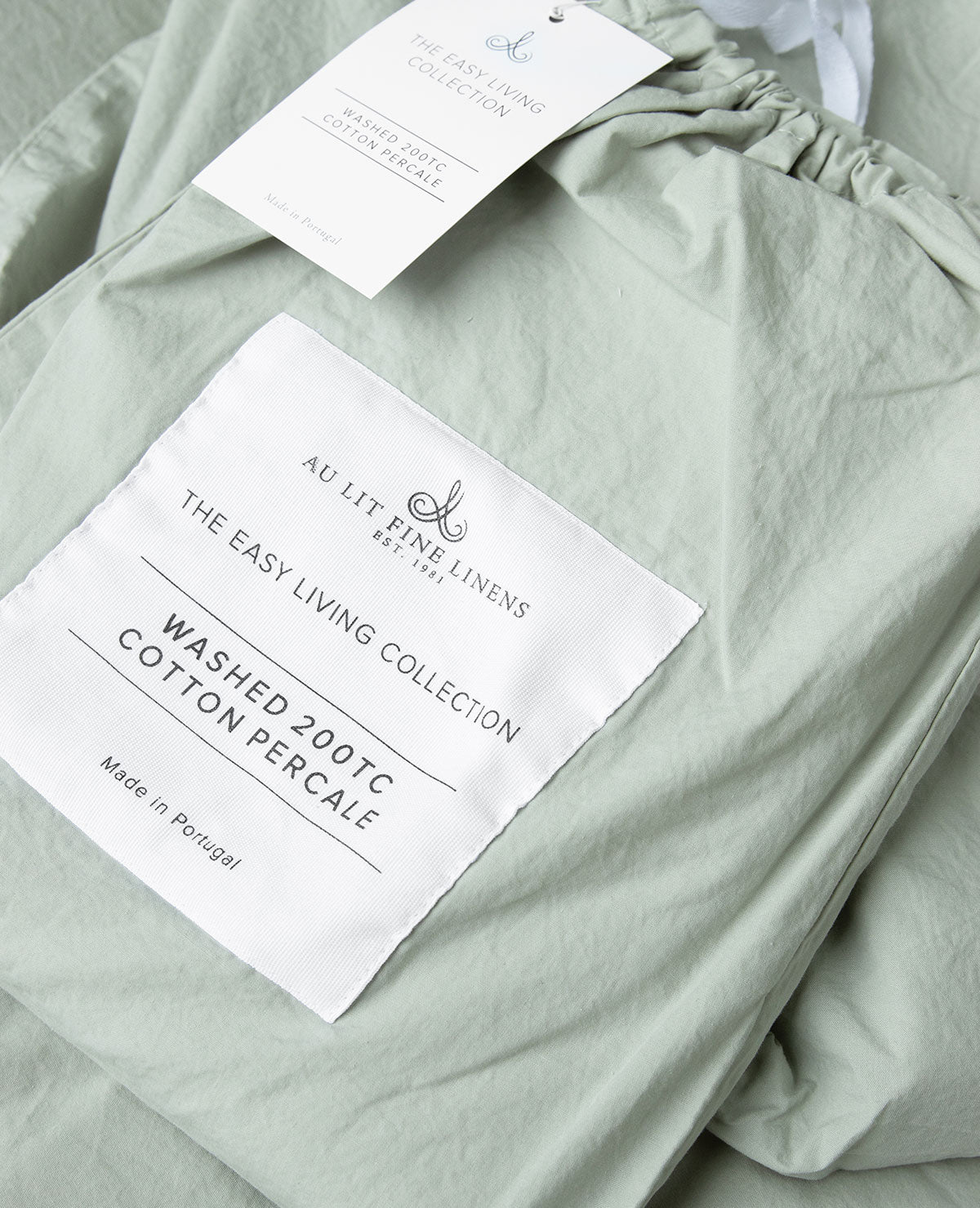 Washed Cotton Percale Sage - Au Lit Fine Linens